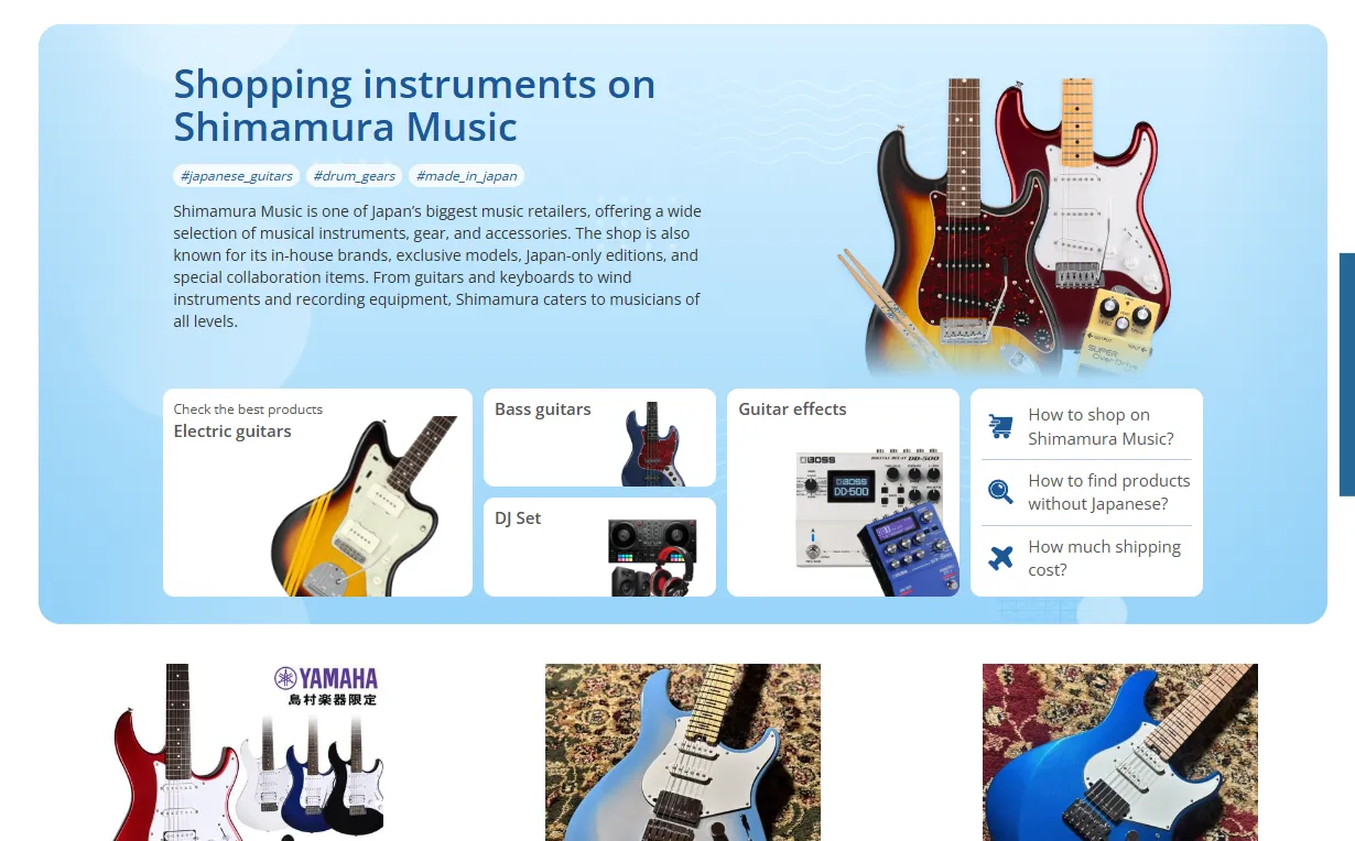 Shimamura Music online store: How to Buy Musical Instruments from Japan